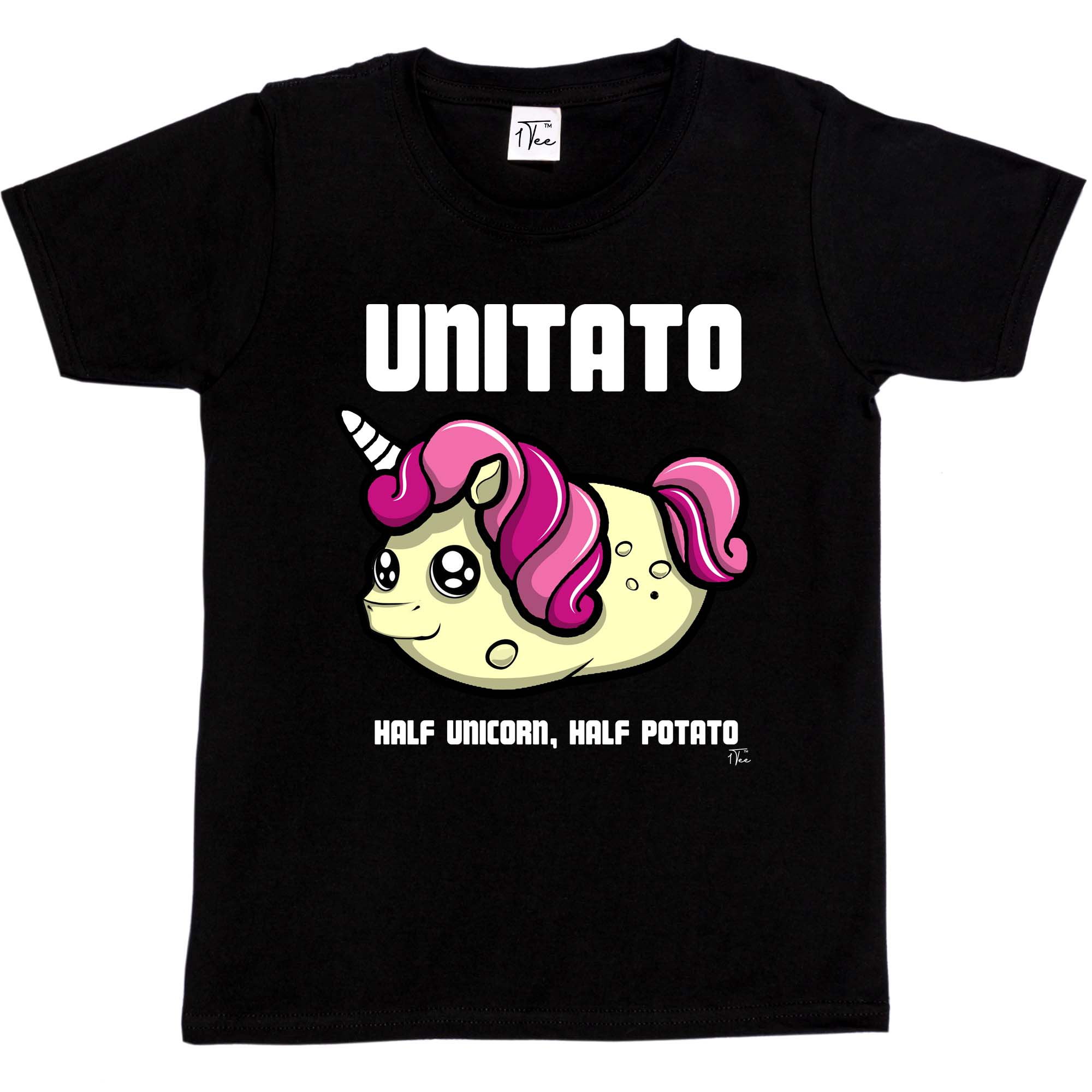 1Tee Kids Boys Unitato Half Unicorn, Half Potato T-Shirt | eBay UK